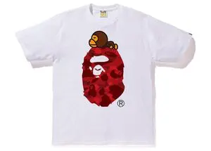 BAPE Camo Milo On Big Ape Relaxed Tee Shirt White/red