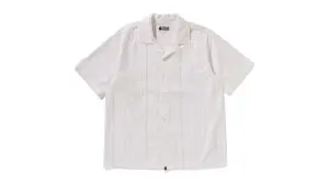 A BATHING APE Embroidery Open Collar Short Sleeve Shirt - Ivory