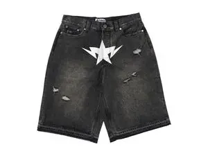 A BATHING APE Destroyed Sta Relaxed Fit 13oz Denim Shorts - Black