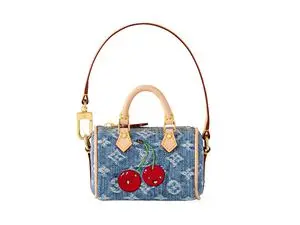 LOUIS VUITTON X Takashi Murakami Cherry Micro Speedy Bag Charm - Denim Monogram