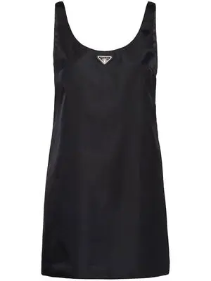 Prada Re-nylon Mini Dress With Logo Plaque