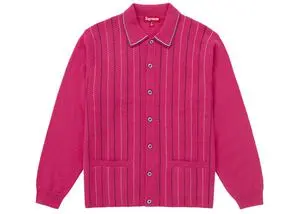 Supreme Herringbone Cardigan - Pink