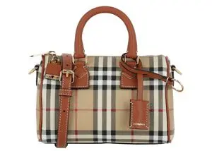 Burberry Mini Check Bowling Bag - Brown