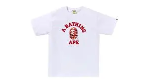 A BATHING APE Palm Tree Camo College Tee Shirt White Red