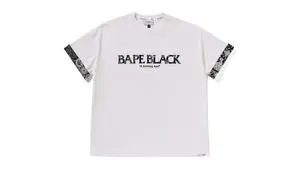 A BATHING APE Black Paisley Patch Logo Tee Shirt - White