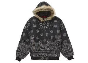 Supreme Bandana Jacquard Denim Hooded Work Jacket - Black