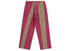 Supreme Paneled Stripe Baggy Jeans - Red
