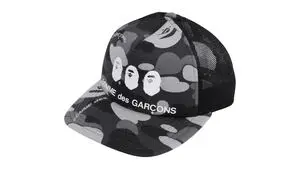 BAPE X Cdg Osaka Camo Mesh Cap - Black