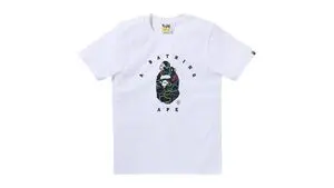 A BATHING APE Neon Camo Milo On Ape Head Tee - White
