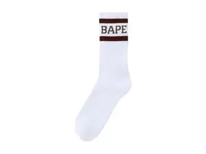 BAPE Logo Socks White/burgundy