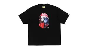 A BATHING APE Photo Print Ape Head Relaxed Fit Tee Shirt - Black