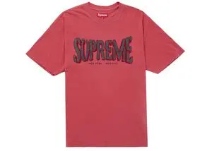 Supreme Flocked Washed Short Sleeve Top - Red