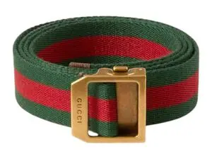 Gucci Striped Webbing Belt - Red Green