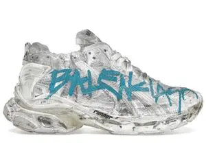 Balenciaga Runner Graffiti Sneakers - White/blue