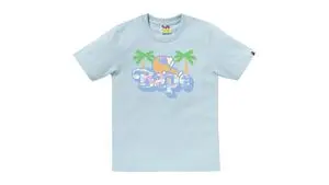 A BATHING APE Palm Tree Pattern Milo On Tee Shirt - Blue