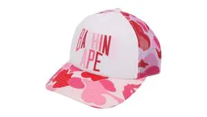 A BATHING APE Abc Camo Nyc Logo Mesh Cap - Pink