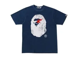 BAPE Ape Head Sta Indigo Tee Shirt Blue/light Indigo