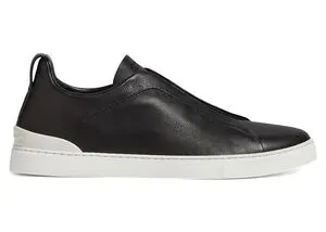 Zegna Secondskin Triple Stitch Slip-ons - Black