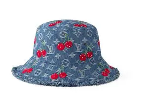 LOUIS VUITTON X Takashi Murakami Denim Cherry Bucket Hat