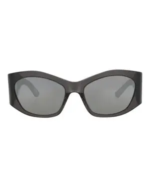 Balenciaga Square Frame Recycled Acetate Sunglasses - Grey Grey Silver (bb0329s/30014894/003)