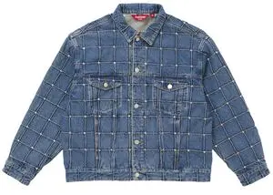 Supreme Studded Seam Denim Trucker Jacket - Blue