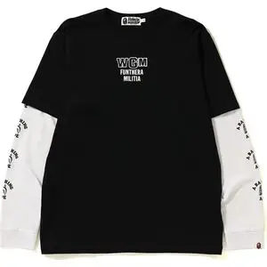 BAPE Tiger Shark Layered Long Sleeve Tee Shirt Black/white