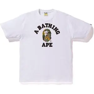A BATHING APE Forest Camo College Tee Shirt - White/beige