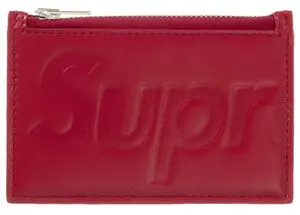 Supreme Leather Zip Card Holder - Red