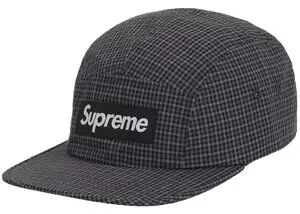 Supreme Cordura Plaid Camp Cap - Black