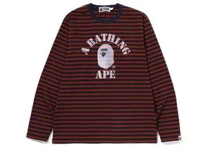 A BATHING APE Discharge College Hoop Long Sleeve Tee Shirt - Brown