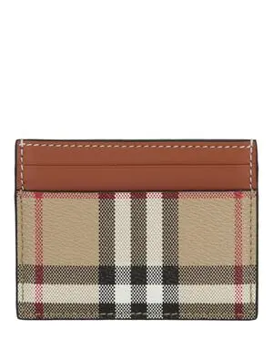 Burberry Check Print Card Holder - Archive Beige