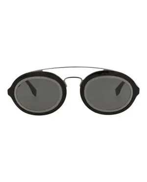 Fendi Acetate Aviator Frame Sunglasses - Black Black Smoke (fe40094i/52/01a)
