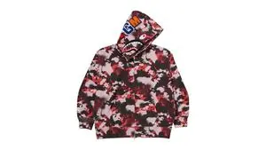 A BATHING APE Map Camo Shark Relaxed Fit Full Zip Hoodie - Red