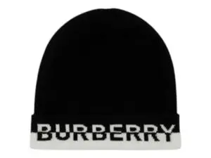 Burberry Logo Intarsia Beanie - Black White