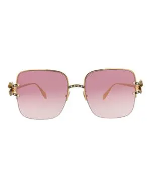 Alexander McQueen Square Frame Metal Sunglasses