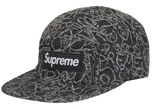 Supreme Handwriting Denim Camp Cap - Black