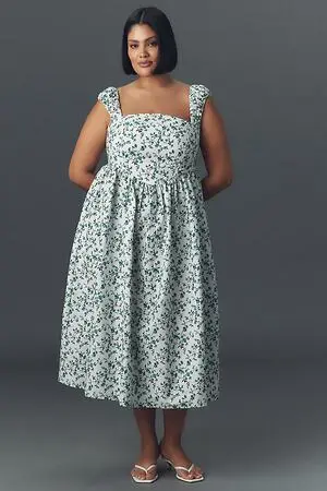 ELOQUII Sleeveless Corset A-line Midi Dress