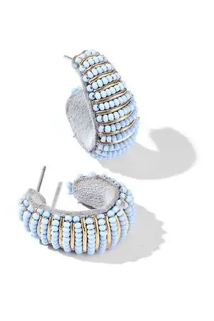 Deepa Gurnani Davon Beaded Hoop Earrings - Light Blue