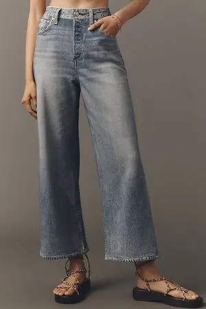 Rag & Bone Miramar Andi High-rise Crop Wide-leg Jeans - Medium Denim