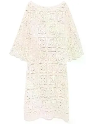 BAMBAH Metallic Crochet Kaftan Dress - Brown