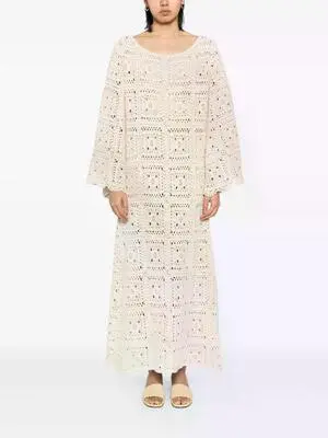 BAMBAH Metallic Crochet Kaftan Dress