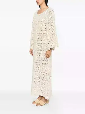 BAMBAH Metallic Crochet Kaftan Dress