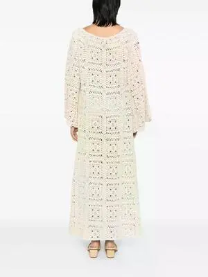BAMBAH Metallic Crochet Kaftan Dress