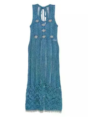 Rabanne Lurex-knit Midi Dress - Blue