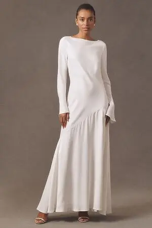 Bhldn Long-sleeve Cowl-back Drop-waist Maxi Dress