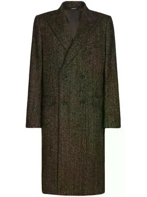 Dolce & Gabbana Double-breasted Herringbone Alpaca Wool-blend Coat