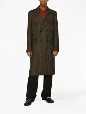 Dolce & Gabbana Double-breasted Herringbone Alpaca Wool-blend Coat
