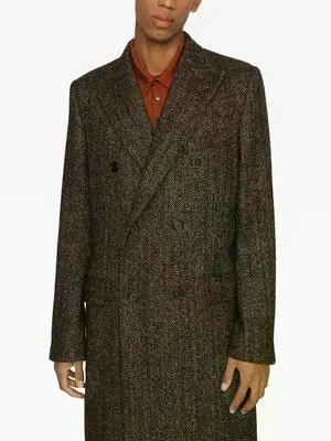 Dolce & Gabbana Double-breasted Herringbone Alpaca Wool-blend Coat