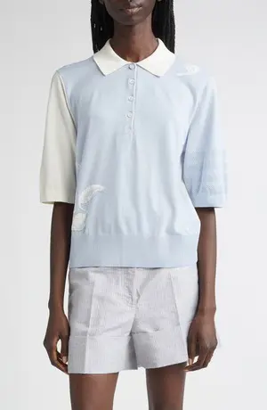 Thom Browne Feather Intarsia Cashmere Polo
