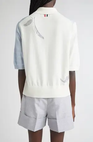 Thom Browne Feather Intarsia Cashmere Polo